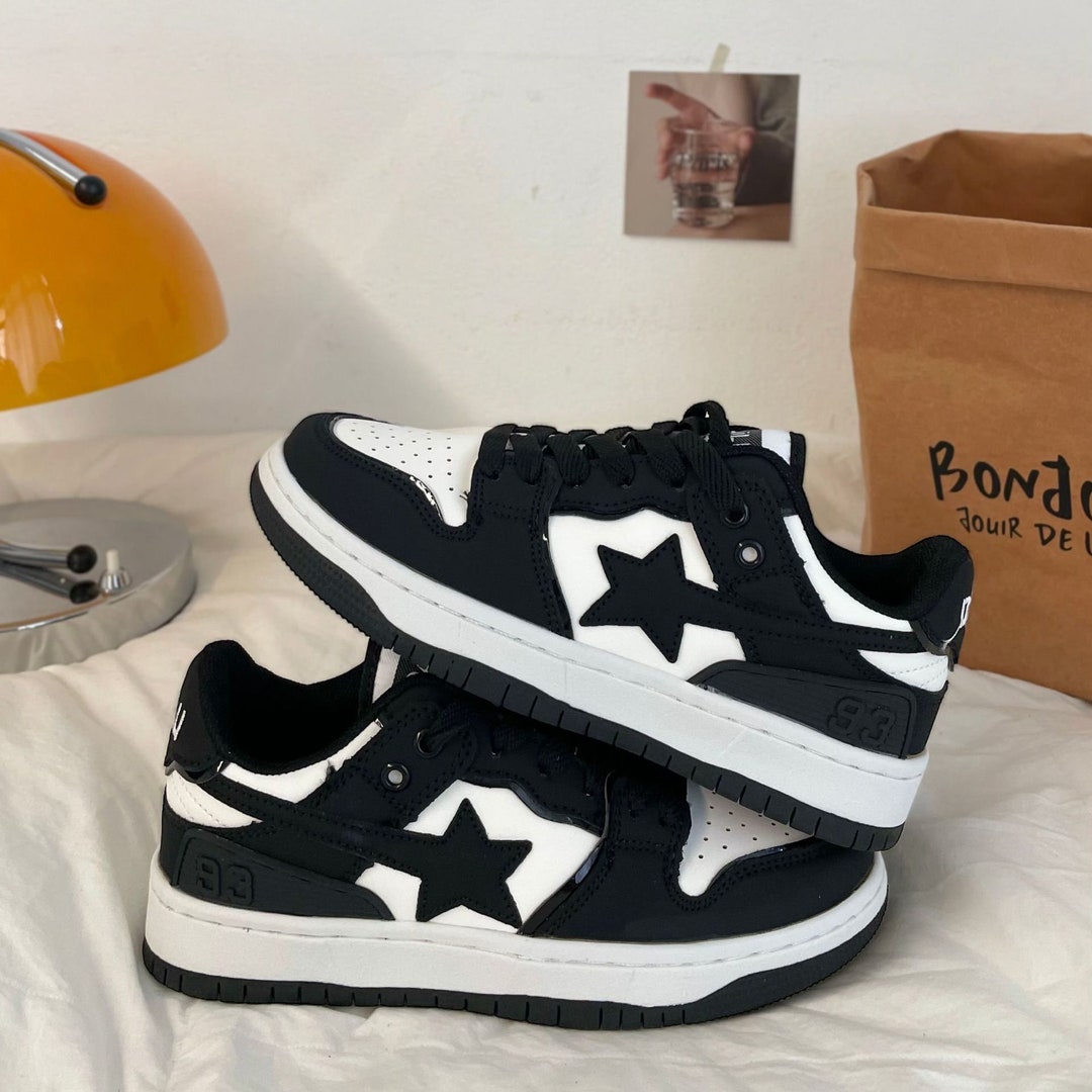 Black Sneakers Black Star Sneakerstar Platform - Etsy Denmark