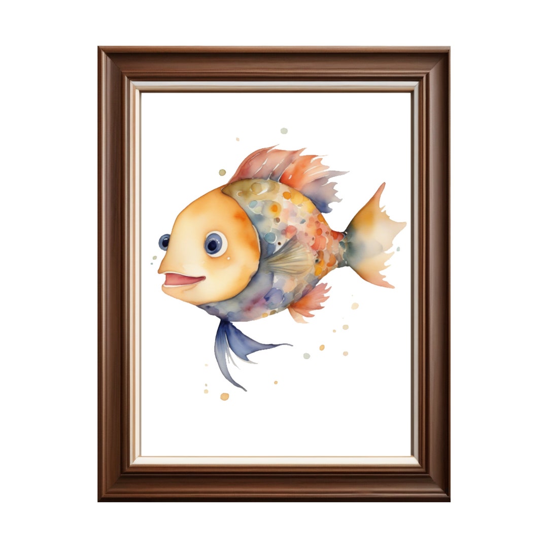 Borderlined Fish Wall Arts, Fish Wall Art, Fishie Wall Art,fishie Print ...