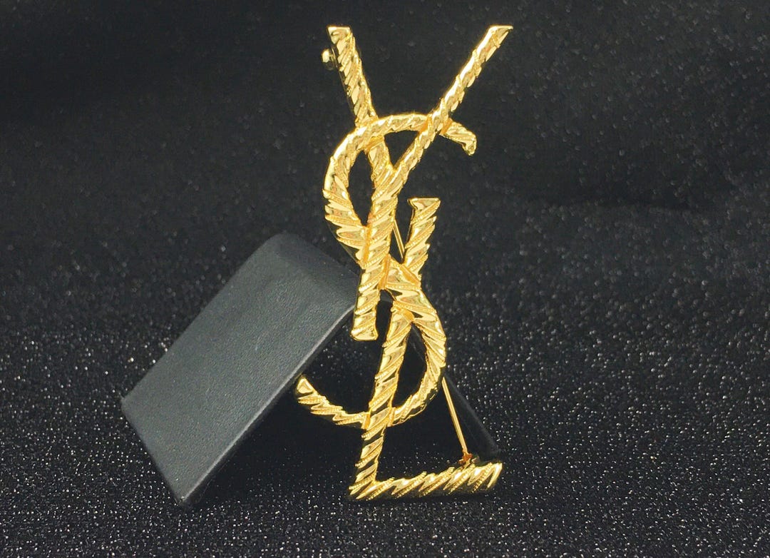YSL Vintage Classic Gold Logos With Twisted Design Brooches - Etsy