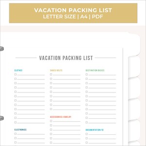 Vacation Packing List Printable, Cute Packing List Planner, Cute ...