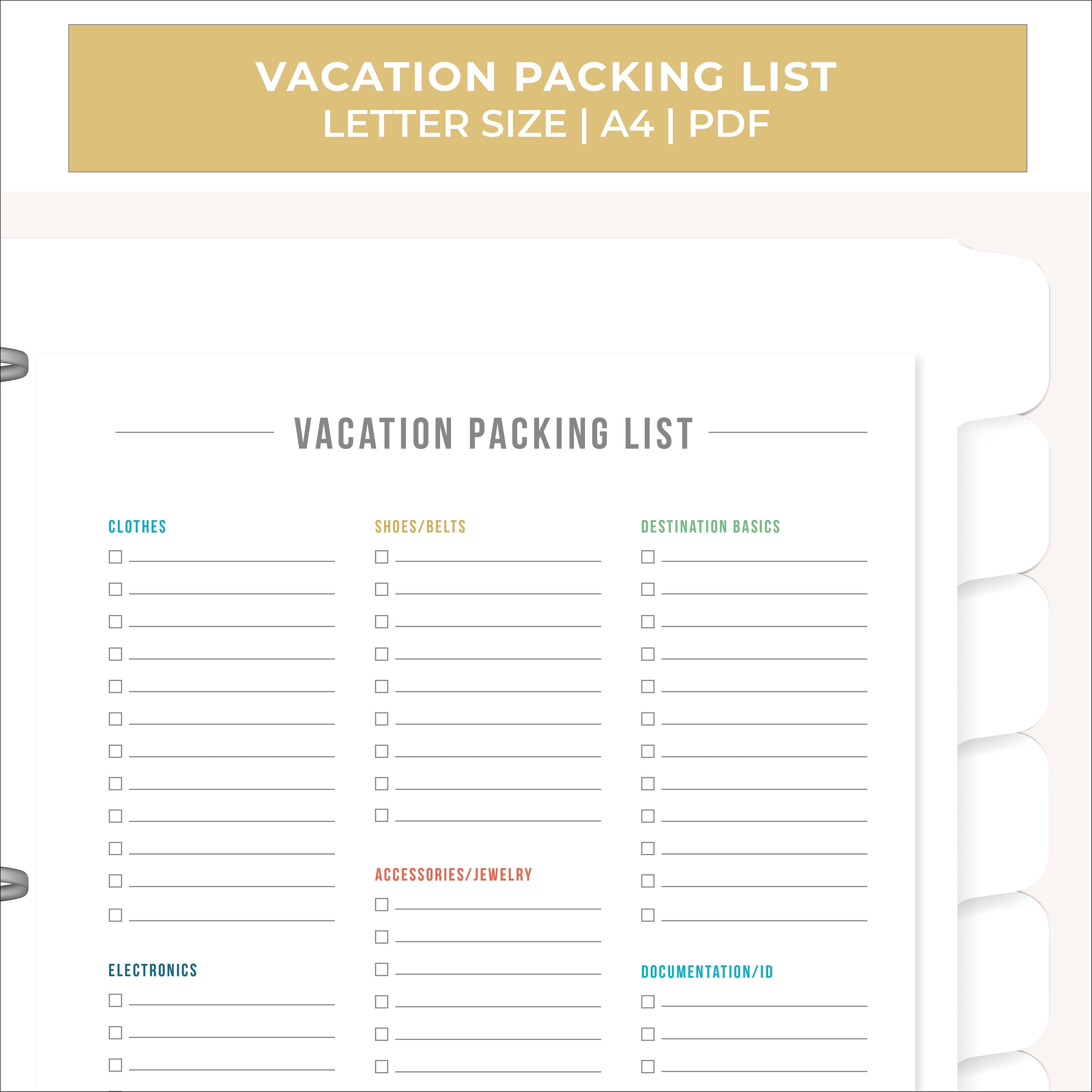 Vacation Packing List Printable, Cute Packing List Planner, Cute ...