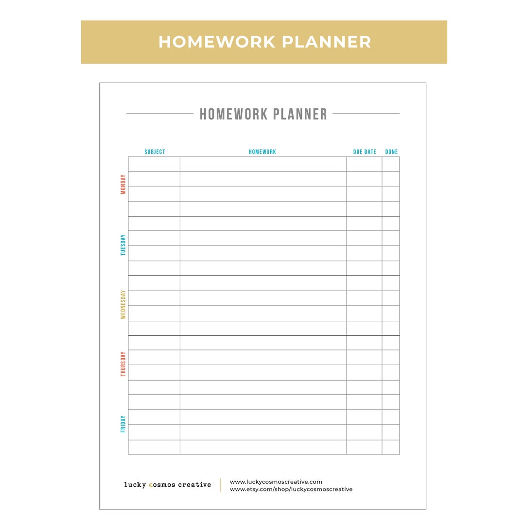 Homework Planner Printable, Cute Homework Planner, Homework Planning ...