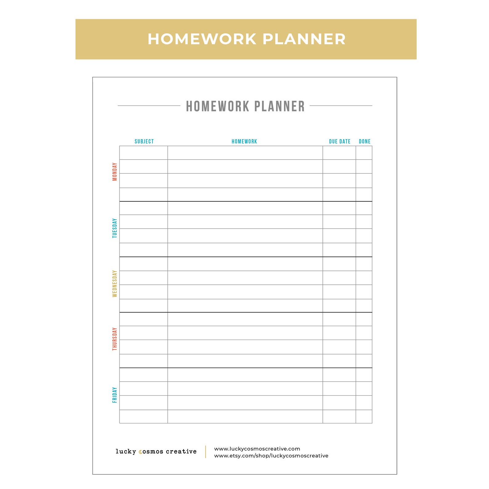 Homework Planner Printable, Cute Homework Planner, Homework Planning ...