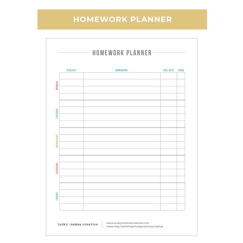 Homework Planner Printable, Cute Homework Planner, Homework Planning ...