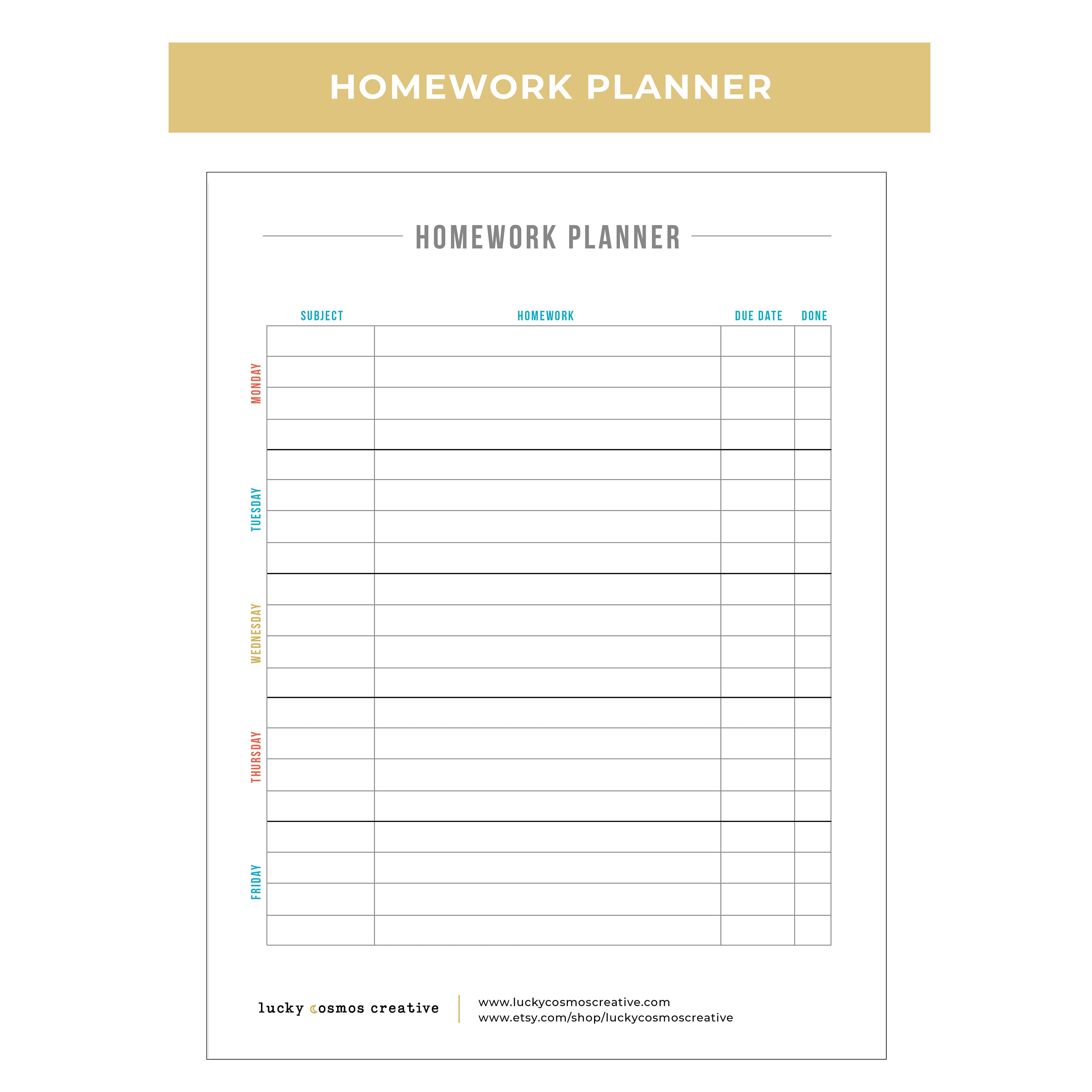 Homework Planner Printable, Cute Homework Planner, Homework Planning ...