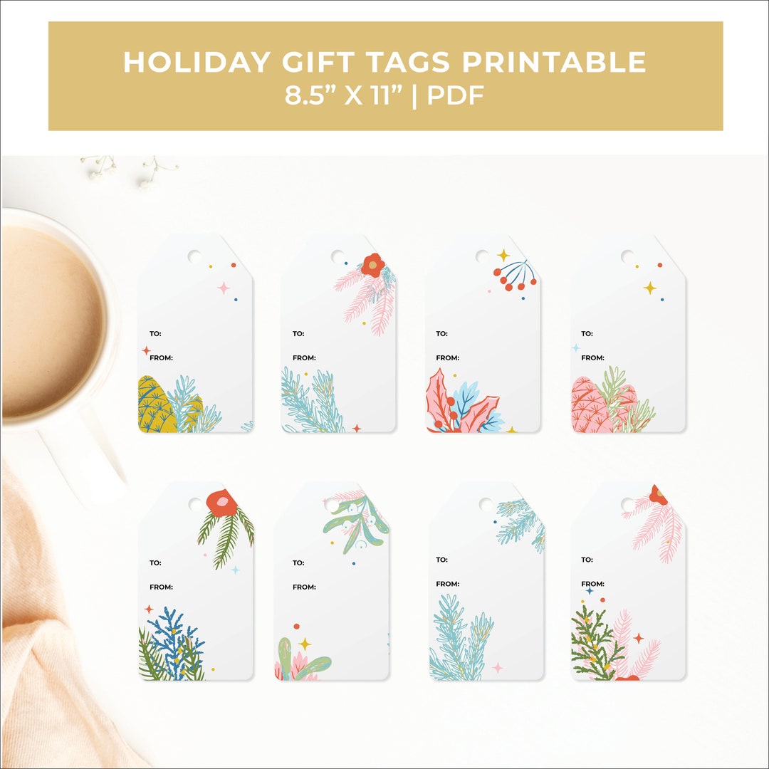 Cute Holiday Gift Tags Printable Christmas Gift Exchange Tags, Holiday ...