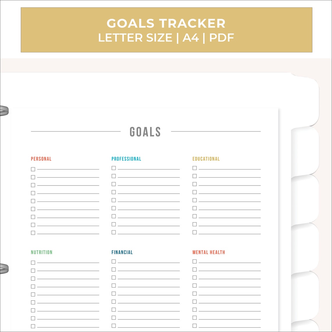 Goals Sheet Printable PDF Page, Goals Sheet Planner, Goals Sheet ...