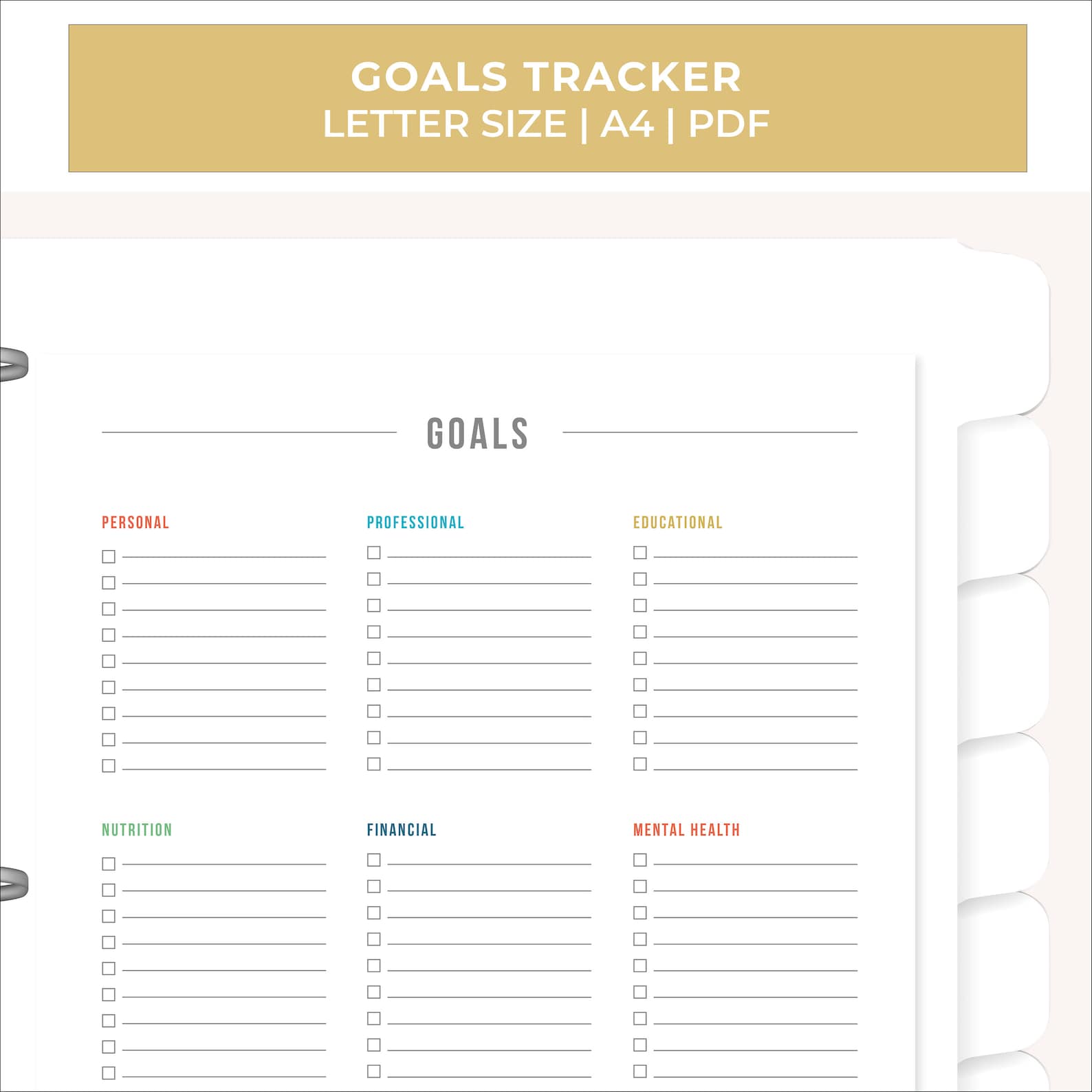 Goals Sheet Printable PDF Page, Goals Sheet Planner, Goals Sheet ...
