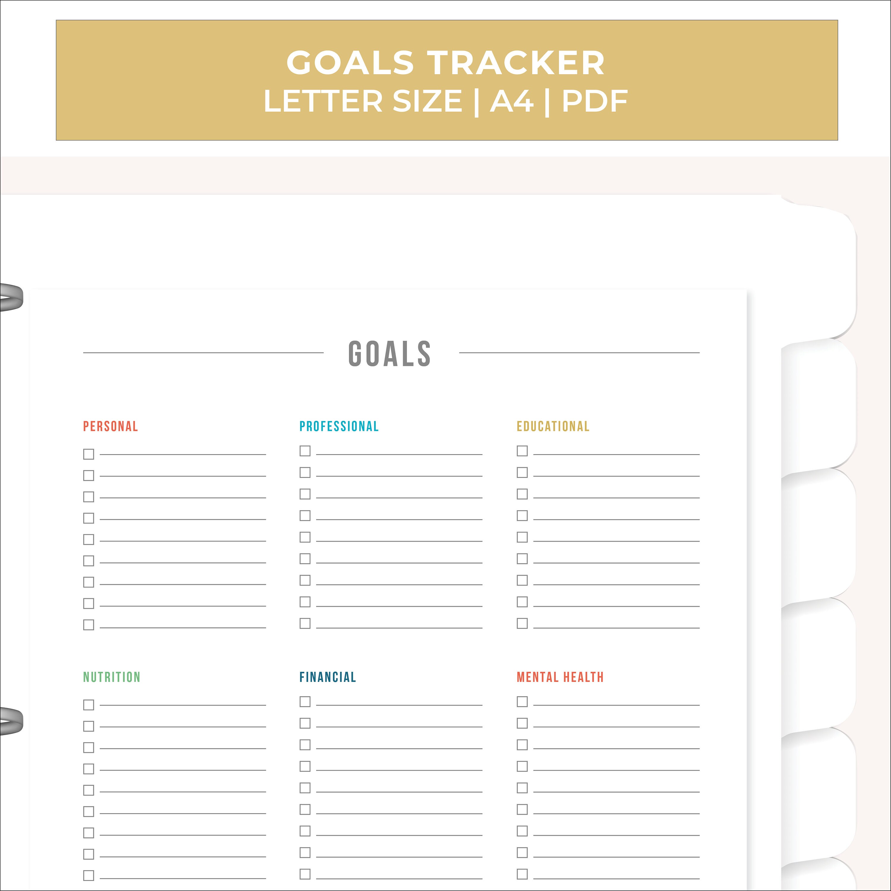Goals Sheet Printable PDF Page, Goals Sheet Planner, Goals Sheet ...