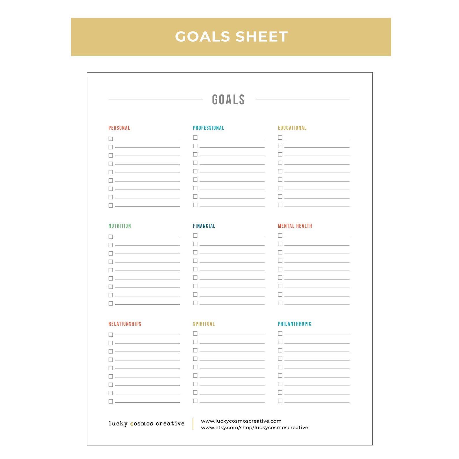 Goals Sheet Printable PDF Page, Goals Sheet Planner, Goals Sheet ...