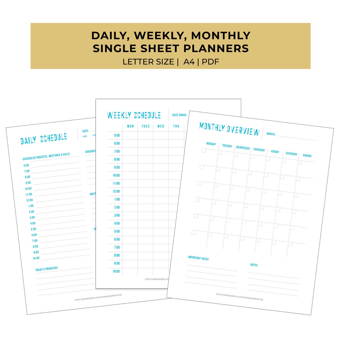 Daily Planner Printable, Weekly Planner Printable, Monthly Planner ...