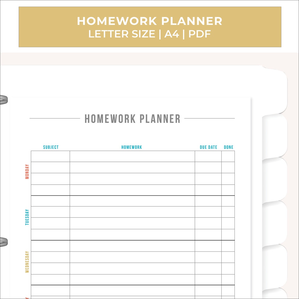 Homework Planner Printable, Cute Homework Planner, Homework Planning ...