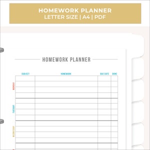 Homework Planner Printable, Cute Homework Planner, Homework Planning ...