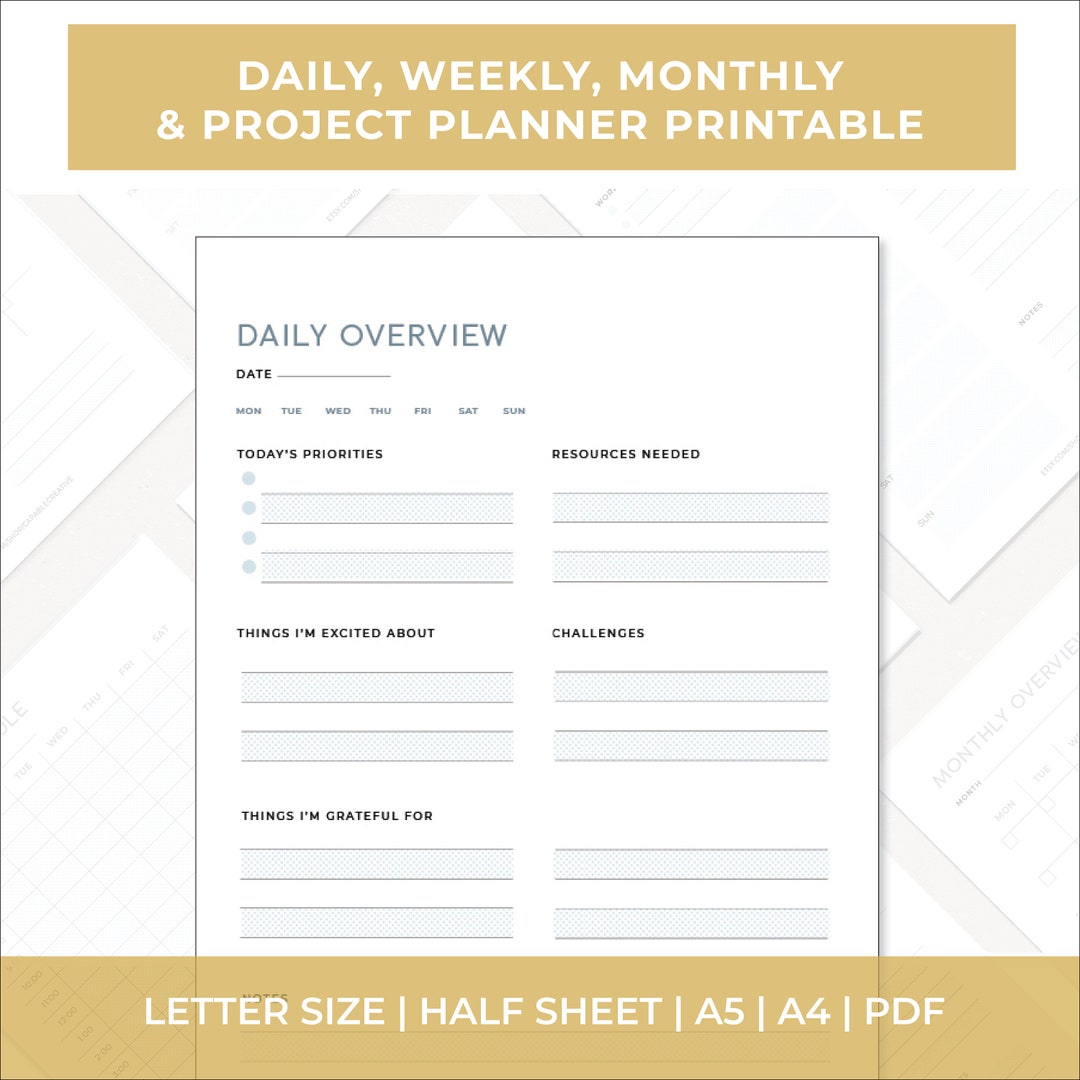 Printable Planner Pages Printable PDF Minimalist Daily, Weekly, Monthly ...