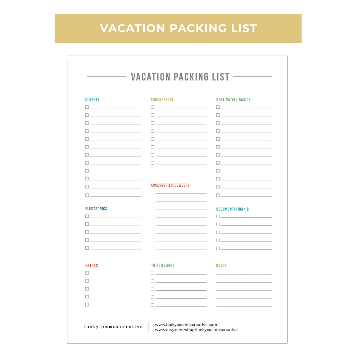 Vacation Packing List Printable, Cute Packing List Planner, Cute ...