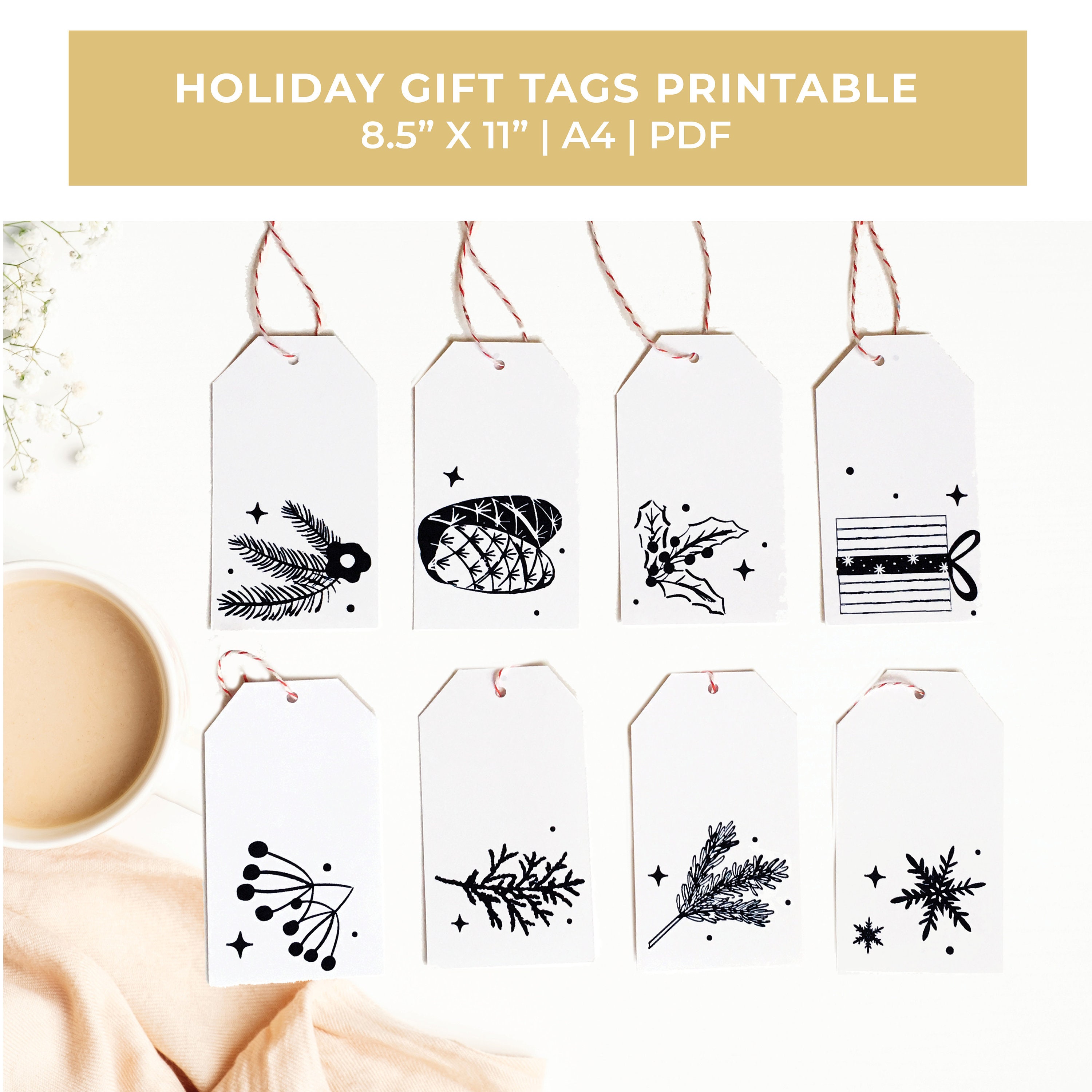 Cute Holiday Gift Tags Printable Christmas Gift Exchange Tags, Holiday ...