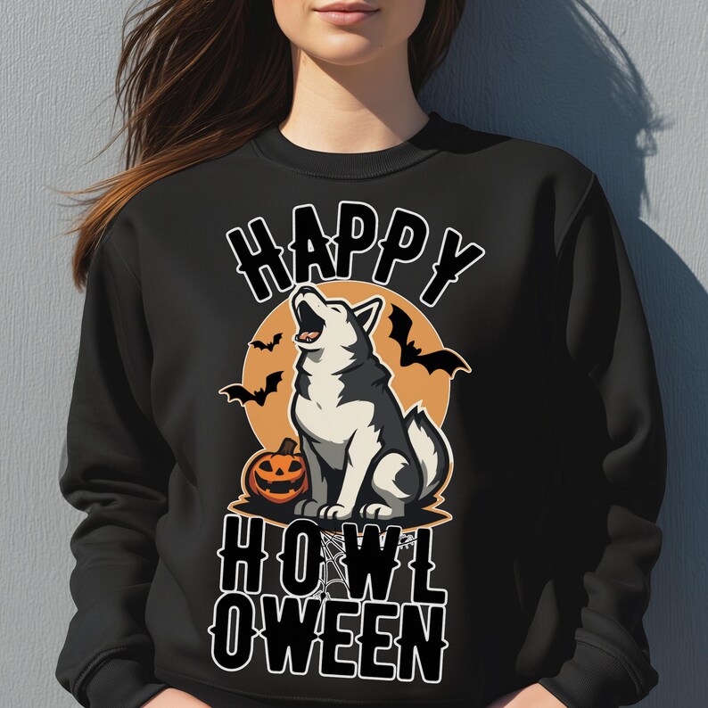 Happy Howl Oween | Funny Halloween Dog Sweatshirt | Cozy Spooky Pet ...