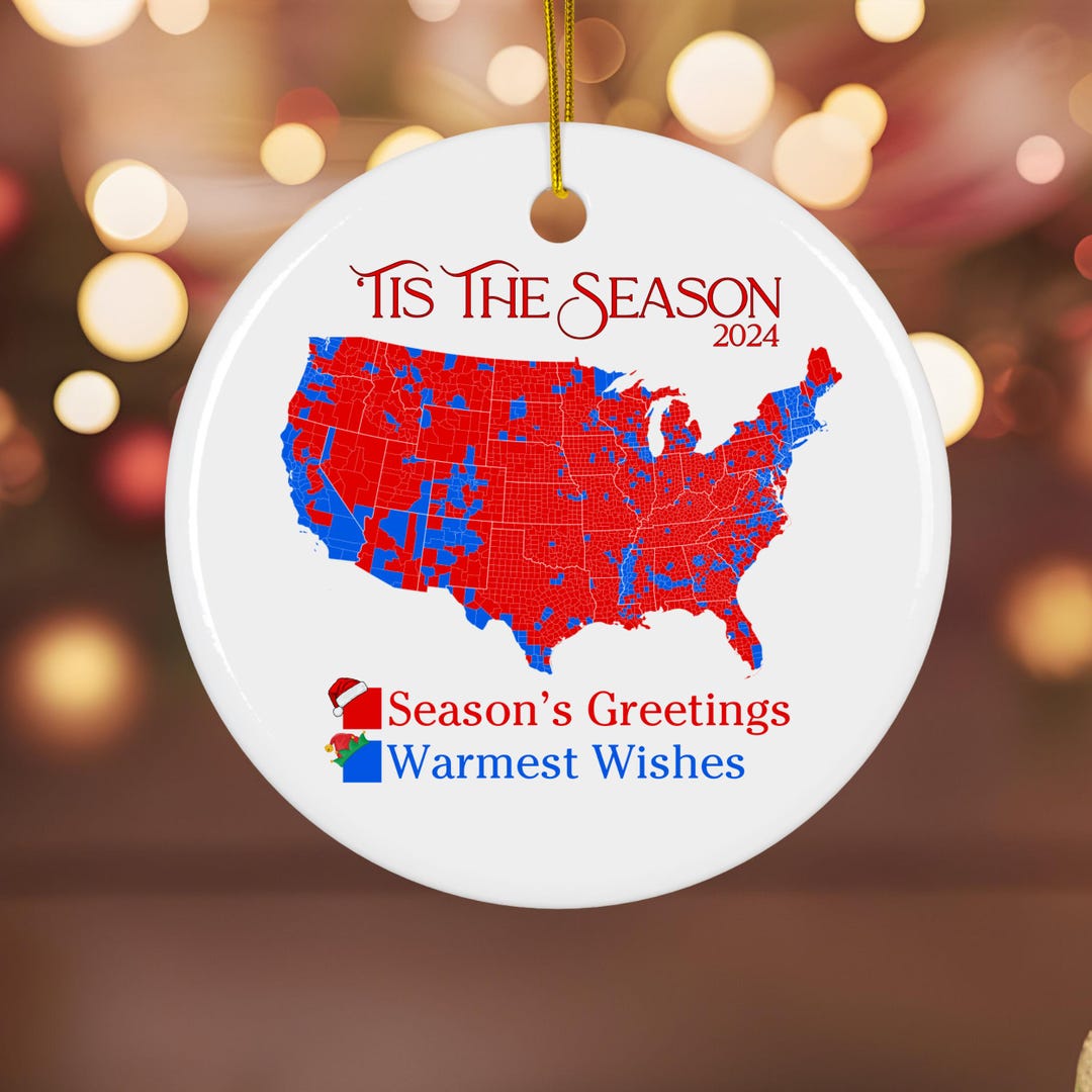 Electoral Map Merry Christmas Ornament, MAGA Trump Ceramic Ornament ...