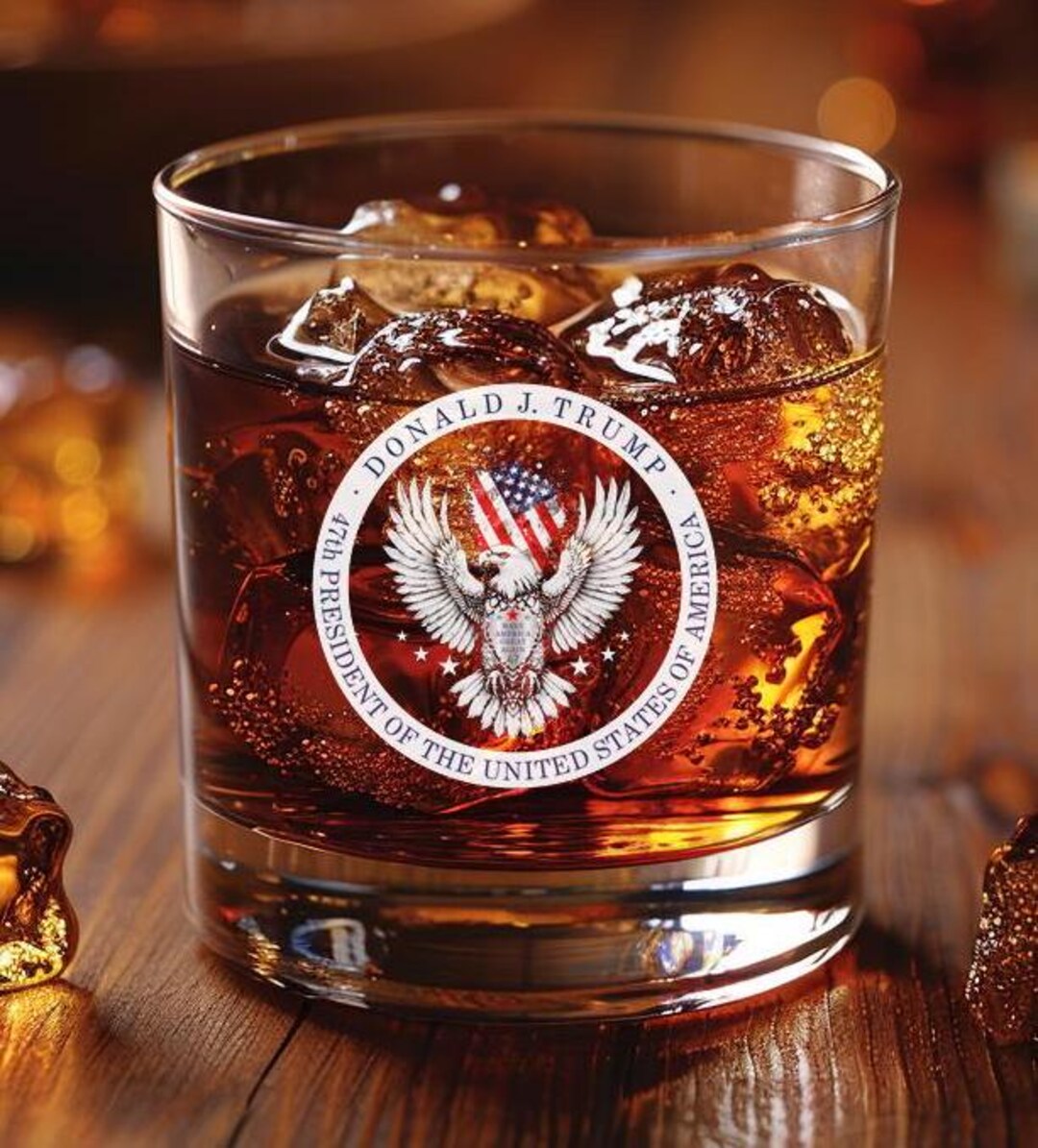 Donald Trump Whiskey Glass, 47th President Bourbon Glasses, Trump Gift ...