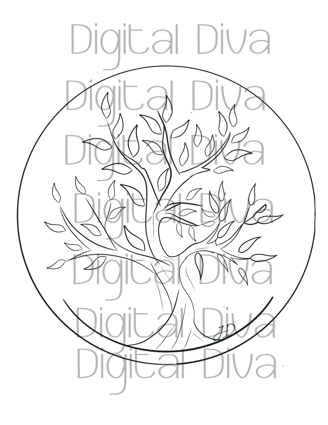 Hand-drawn Tree of Life Color Page - Etsy