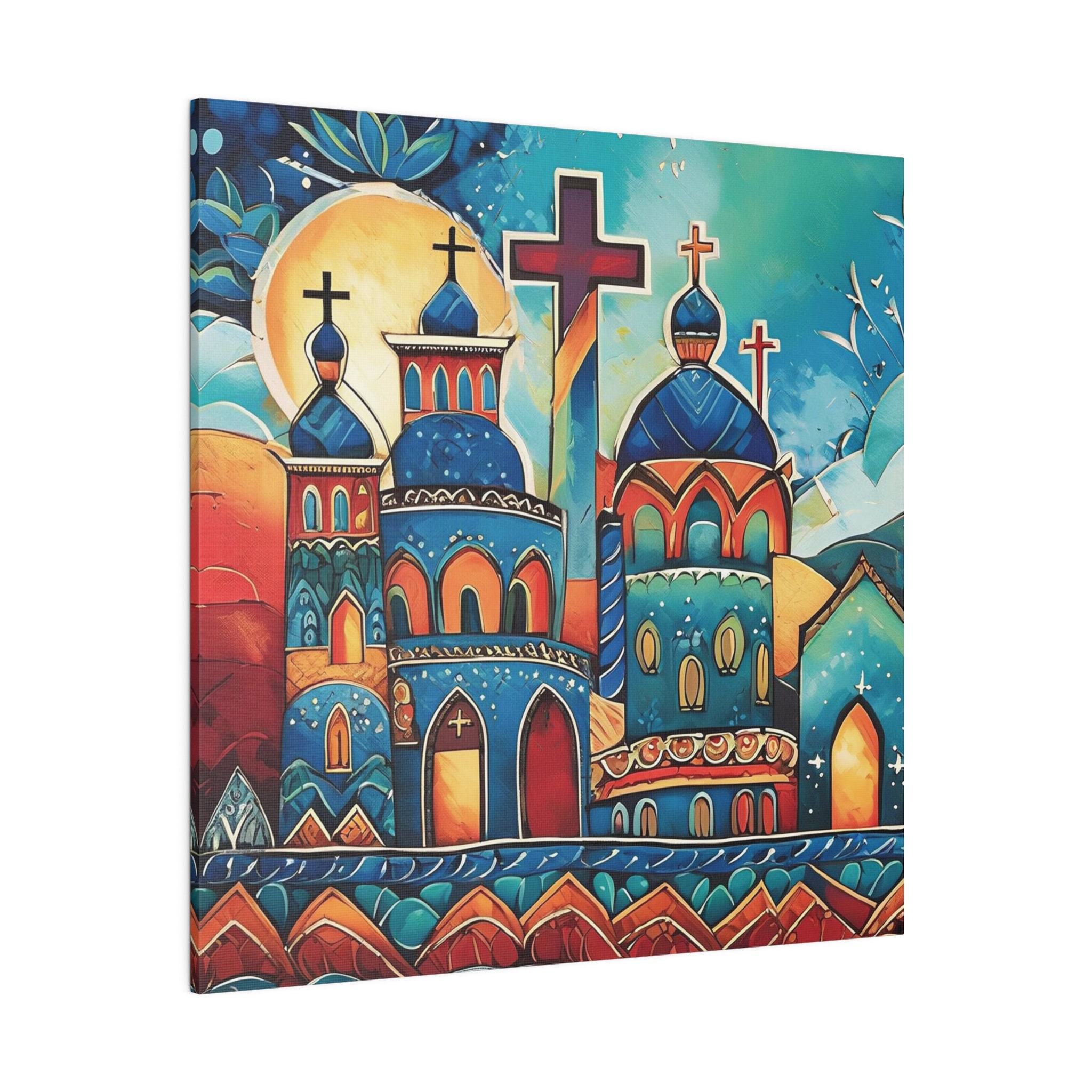 Abstract Vibrant Church Painting Print, Painting of Church Wall Art ...