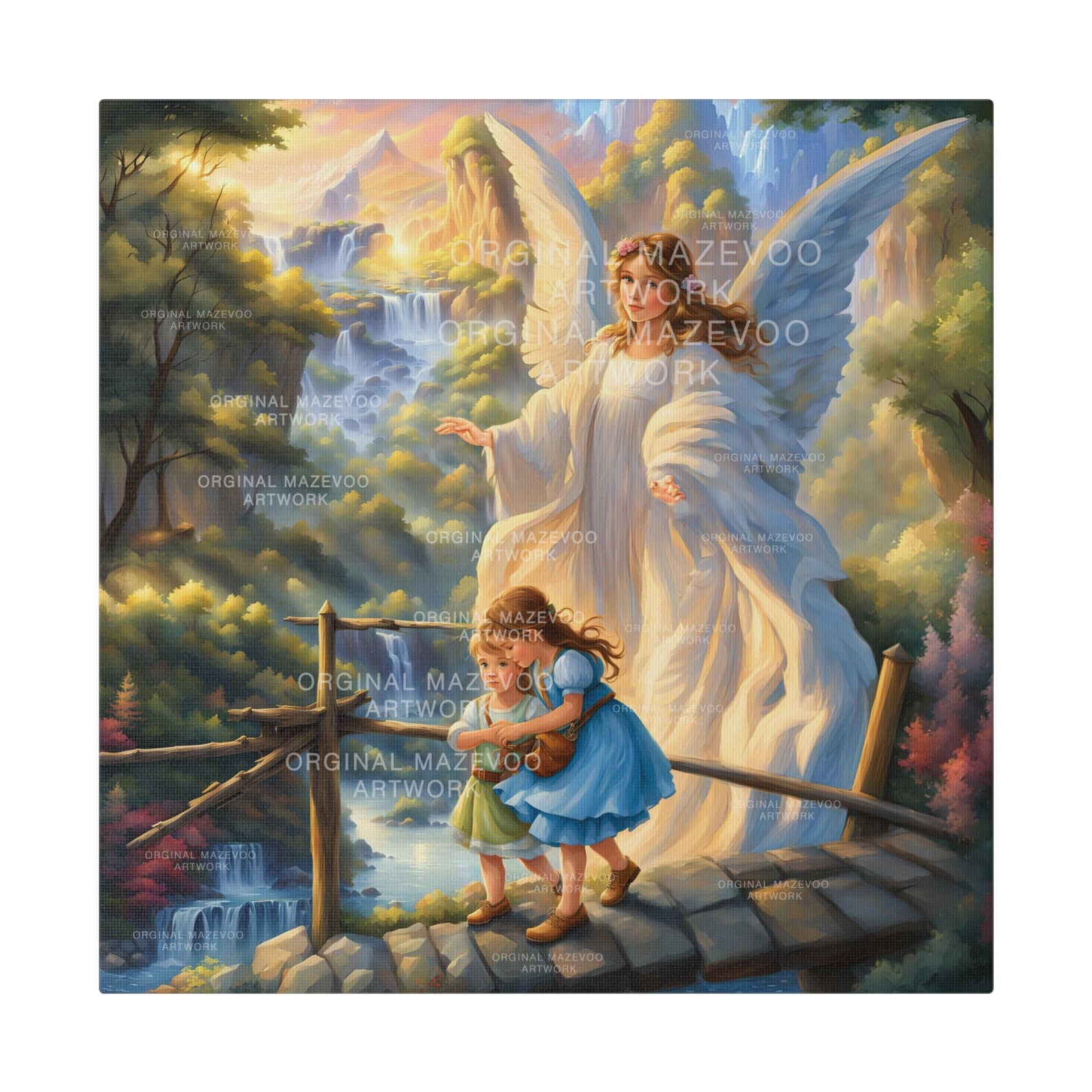 Guardian Angel Wall Art | Modern Original Angel Canvas Print ...