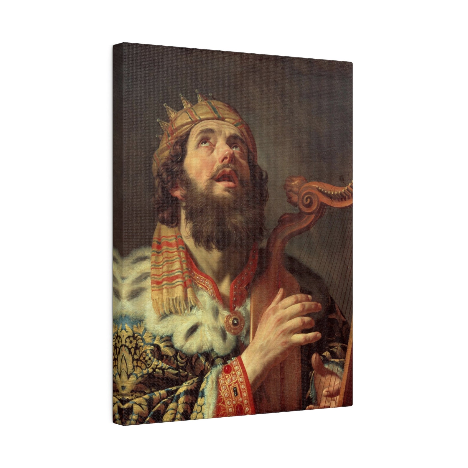 King David Plays the Harp Wall Art 1622, Classic Gerard Van Honthorst ...