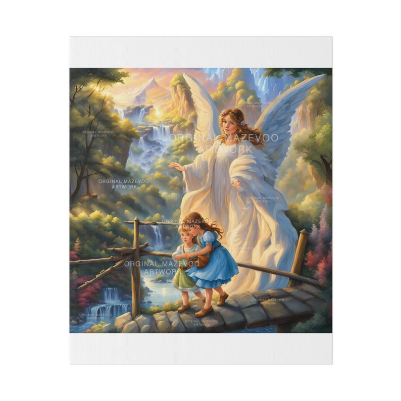 Guardian Angel Wall Art Modern Original Angel Canvas Print Stretched ...