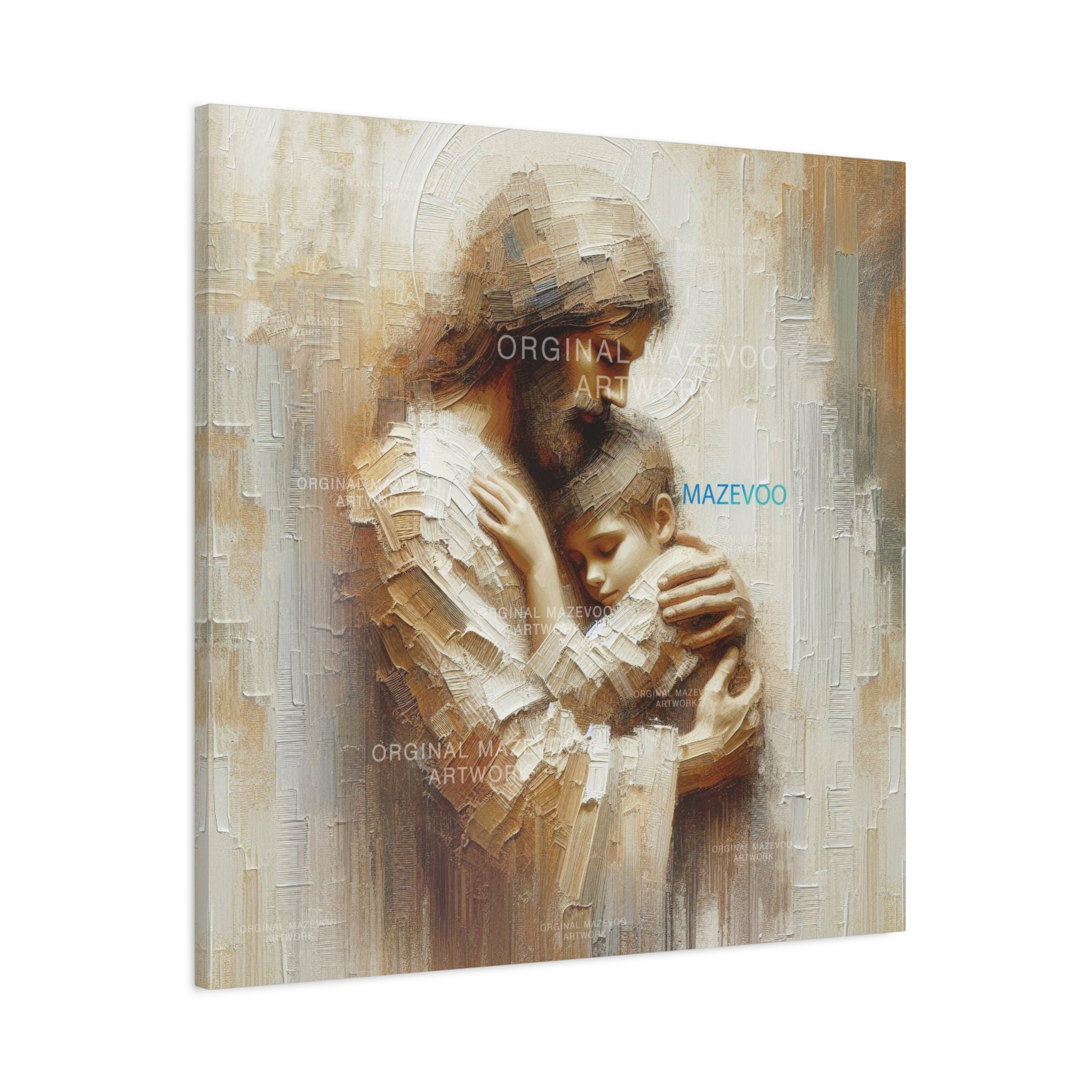 Child Safe in His Arms | Jesus Embracing Boy | Bible Wall Art Christian ...