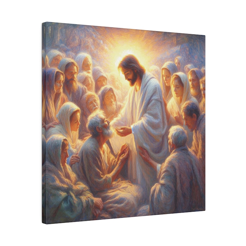 Healing Touch: Jesus and the Sick Painting Canvas Print | Jesus Healing ...