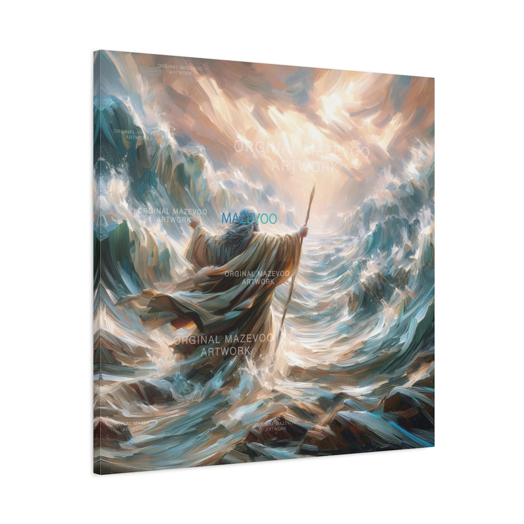 Moses Parting the Red Sea Canvas Print | Biblical Exodus Artwork ...