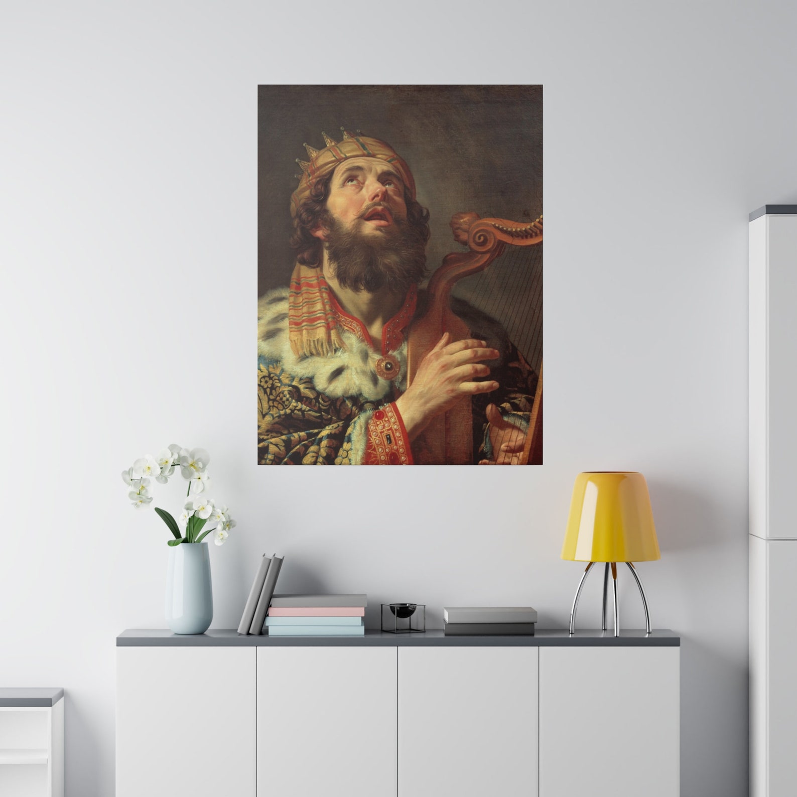 King David Plays the Harp Wall Art 1622, Classic Gerard Van Honthorst ...