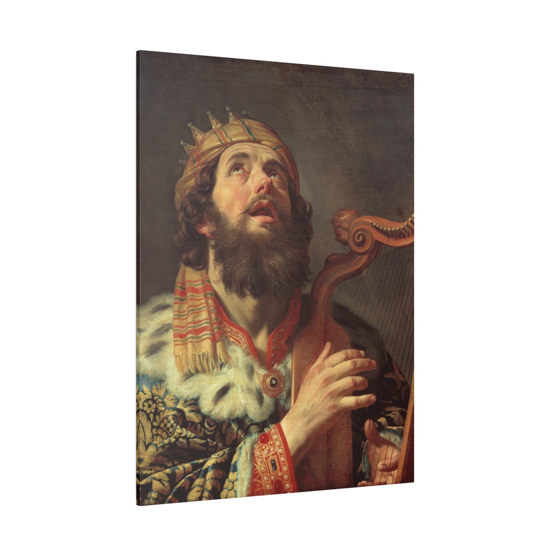 King David Plays the Harp Wall Art 1622, Classic Gerard Van Honthorst ...