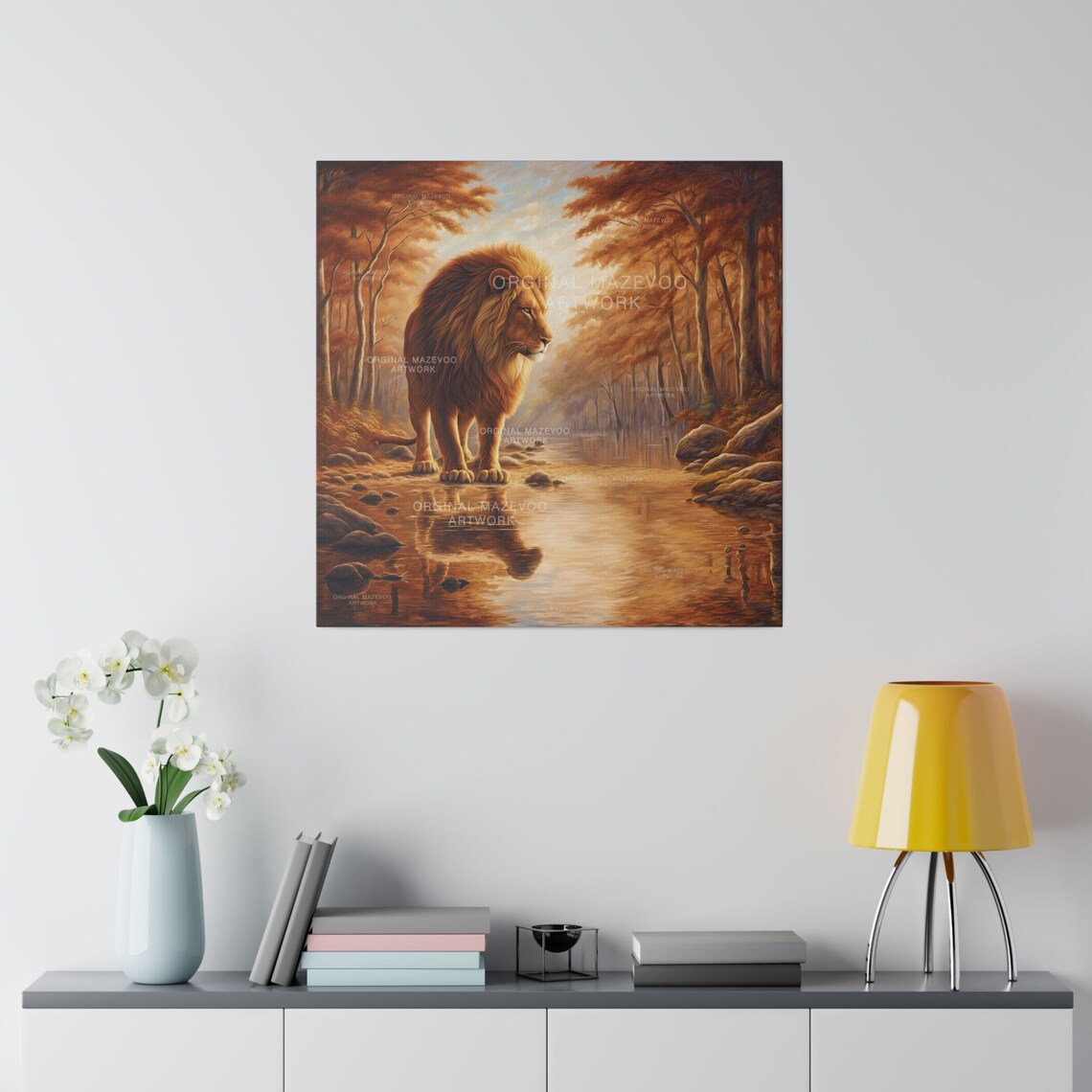 The Lion and the Lamb Wall Art, Original Lion and Lamb Painting Picture ...