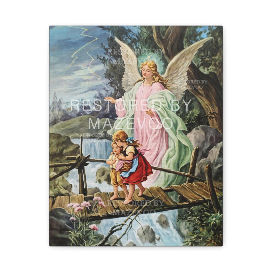 Famous Guardian Angel Wall Art | Christian Canvas Print Artwork Picture ...
