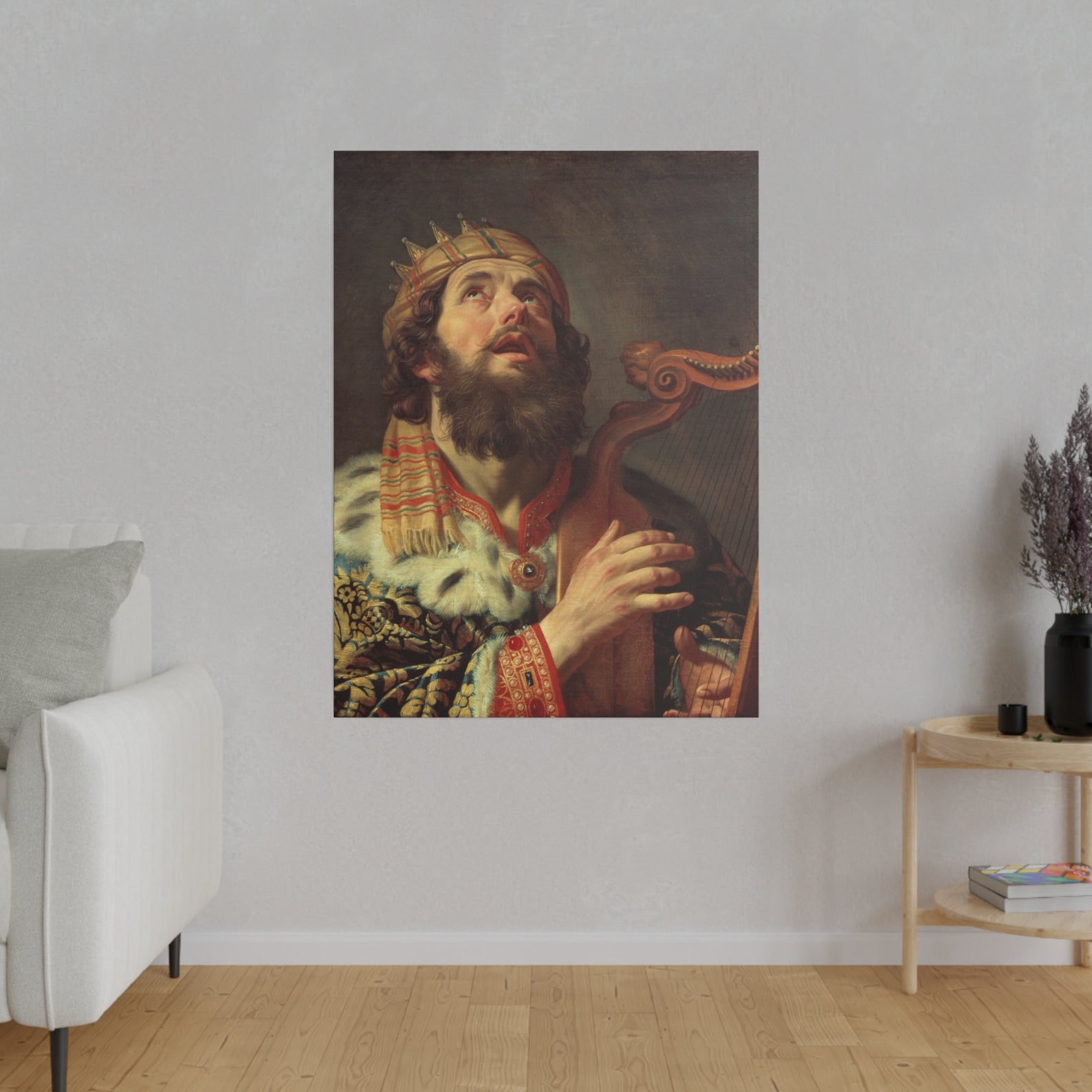 King David Plays the Harp Wall Art 1622, Classic Gerard Van Honthorst ...