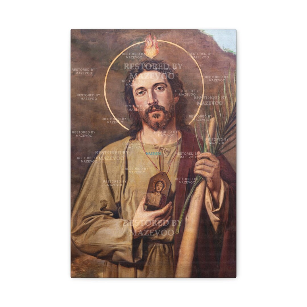 St Jude Print, Saint Jude Wall Art Stretched Canvas, Painting ...