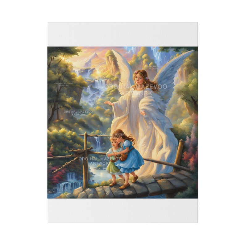 Guardian Angel Wall Art Modern Original Angel Canvas Print Stretched ...