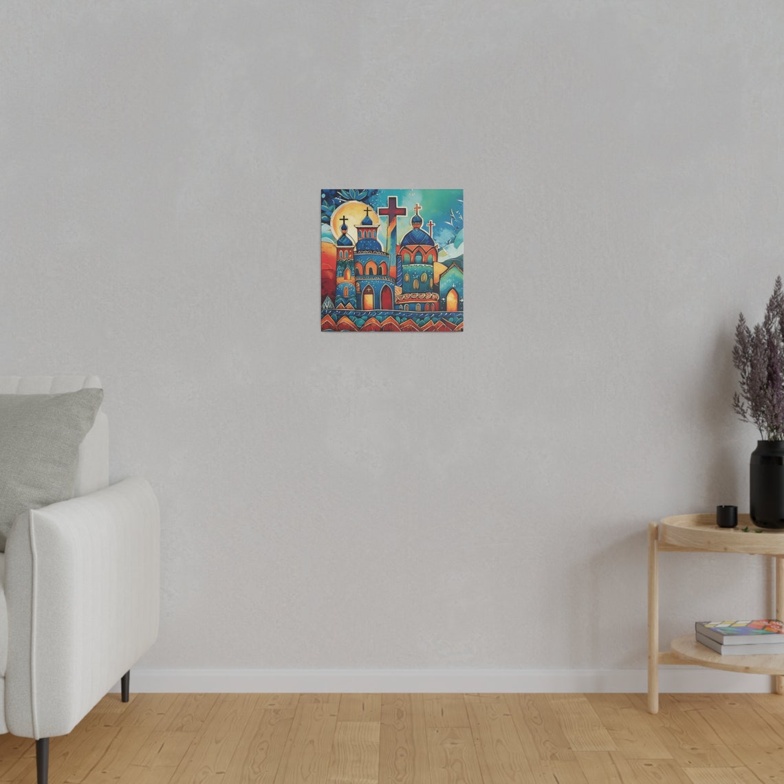 Abstract Vibrant Church Painting Print, Painting of Church Wall Art ...