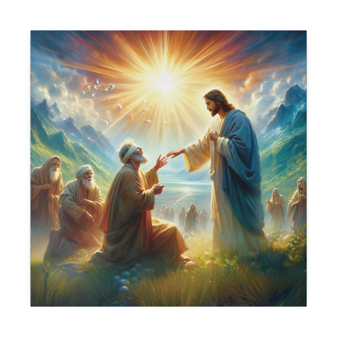 Jesus Healing a Blind Man Wall Art | New Modern Christian Wall Art ...