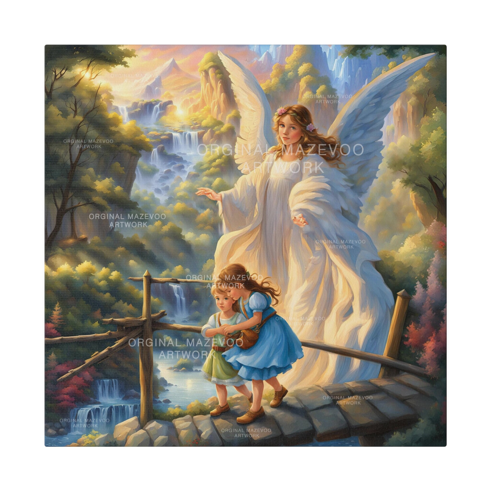 Guardian Angel Wall Art Modern Original Angel Canvas Print Stretched ...