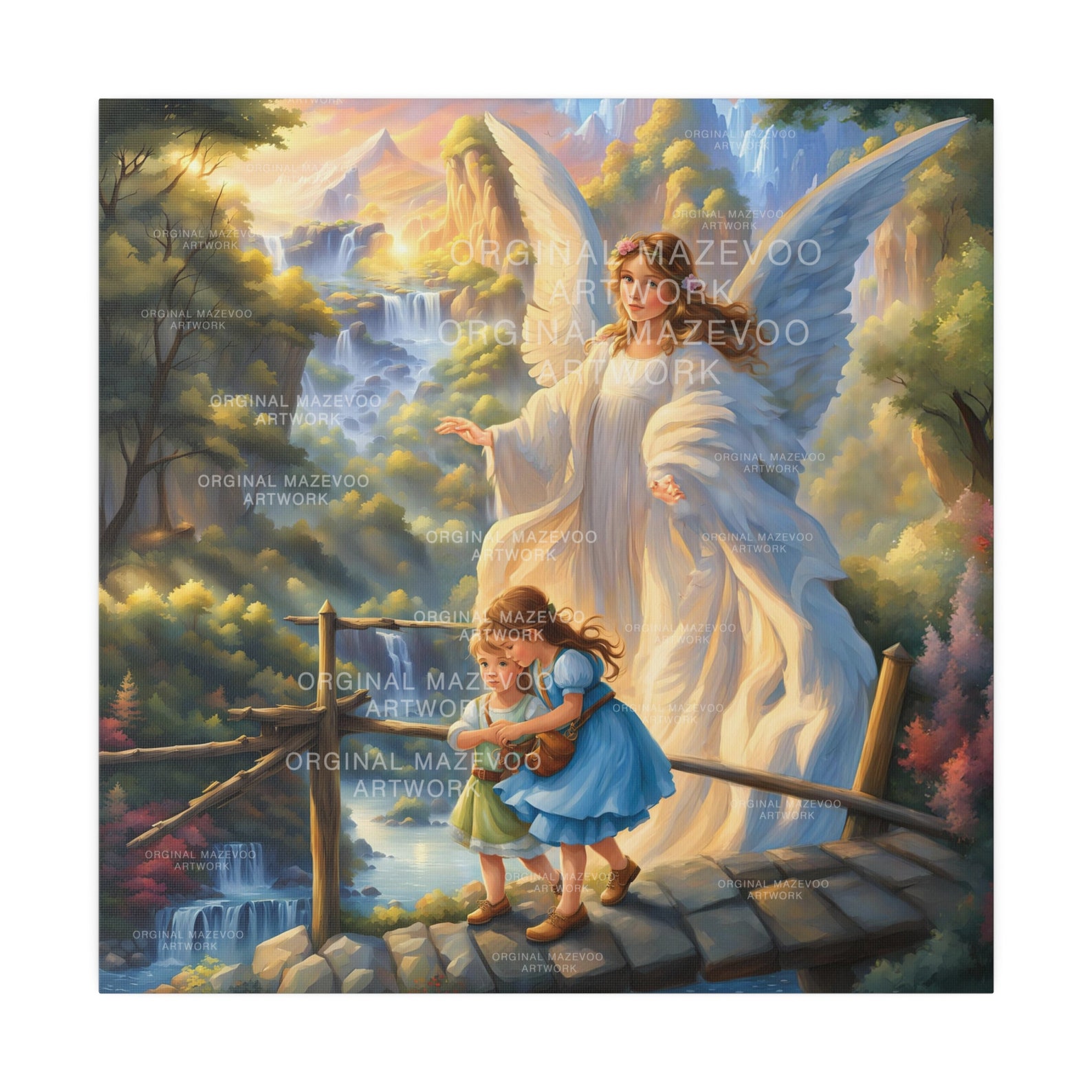 Guardian Angel Wall Art | Modern Original Angel Canvas Print ...