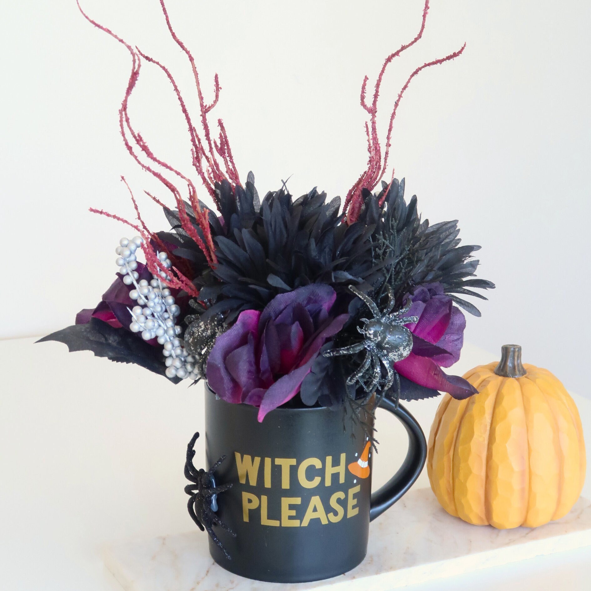 Flower Arrangement for Halloween and Fall Witch Mug Halloween ...