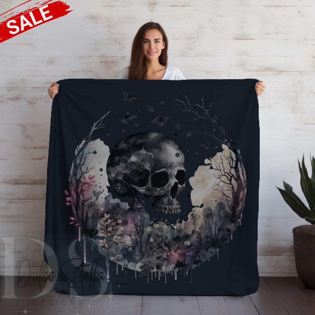 Horror Gothic Skeleton Head Cozy Blanket/gothic Lover/halloween Gift ...