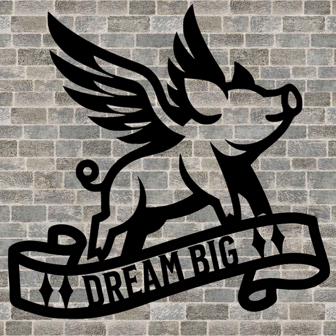 Metal Wall Decor for Flying Pig Lovers | Steel Wall Flying Pig Sign - Etsy