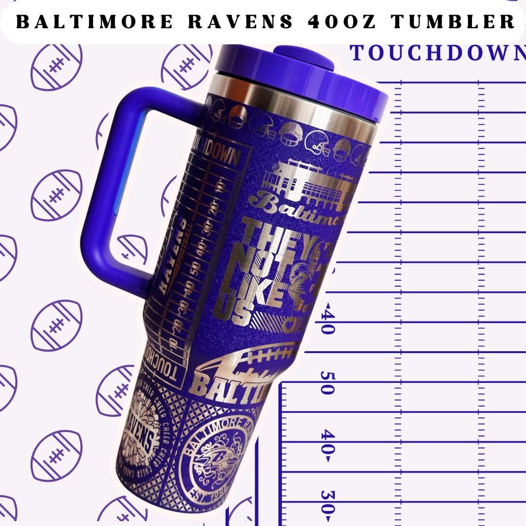 Baltimore Ravens Laser Engraved 40oz Tumbler, Purple Color Textured ...