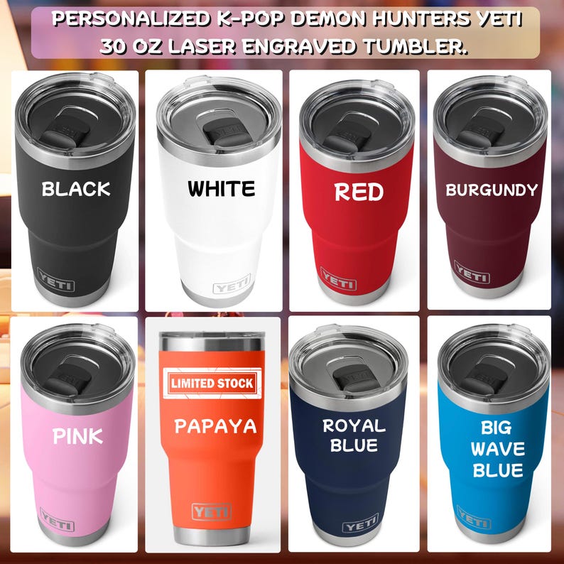 Personalized K-pop Demon Hunter Yeti Tumbler, Laser Engraved With Slate ...