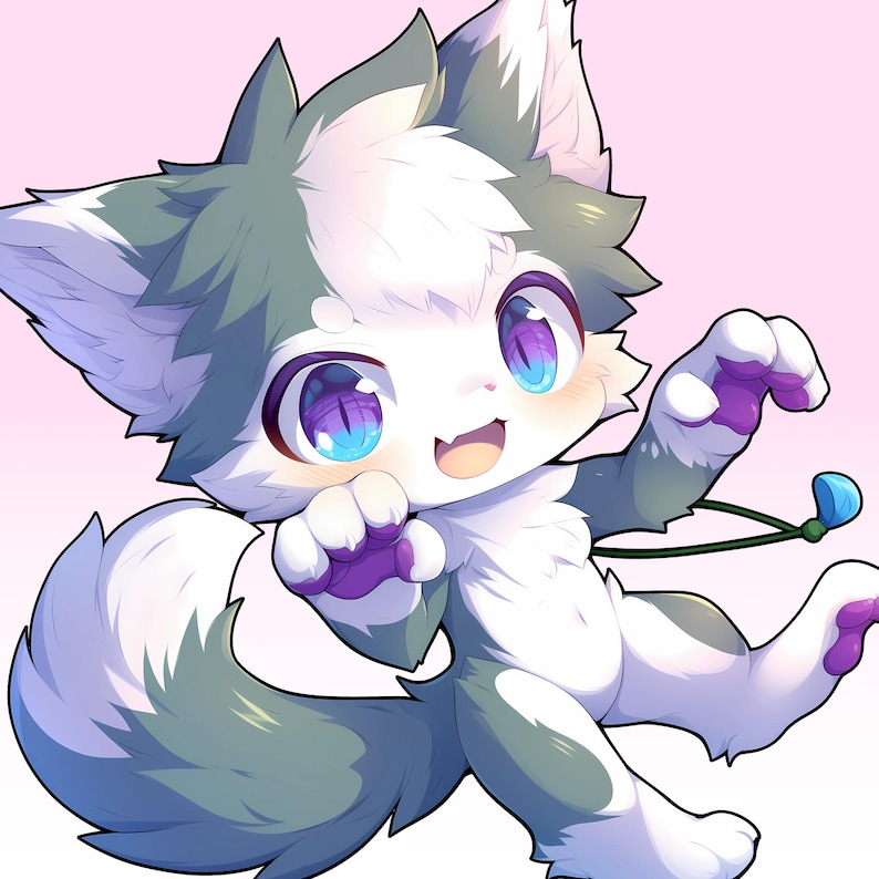 Custom Chibi Furry Commission, Fursona Avatar, Chibi Anthro Character ...