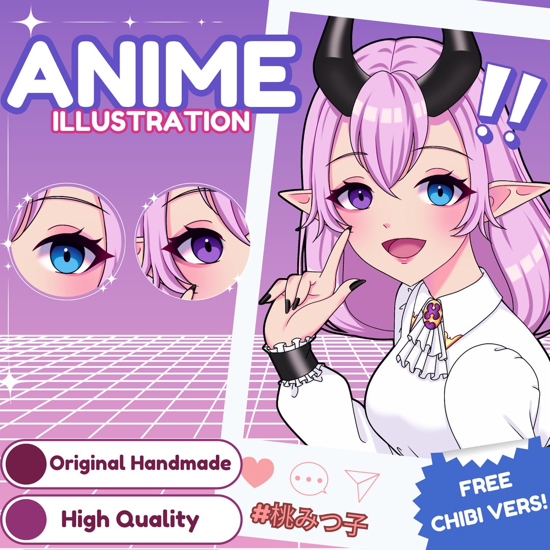 Custom Anime Character Portrait: Digital Art Illustration (3000x3000px ...