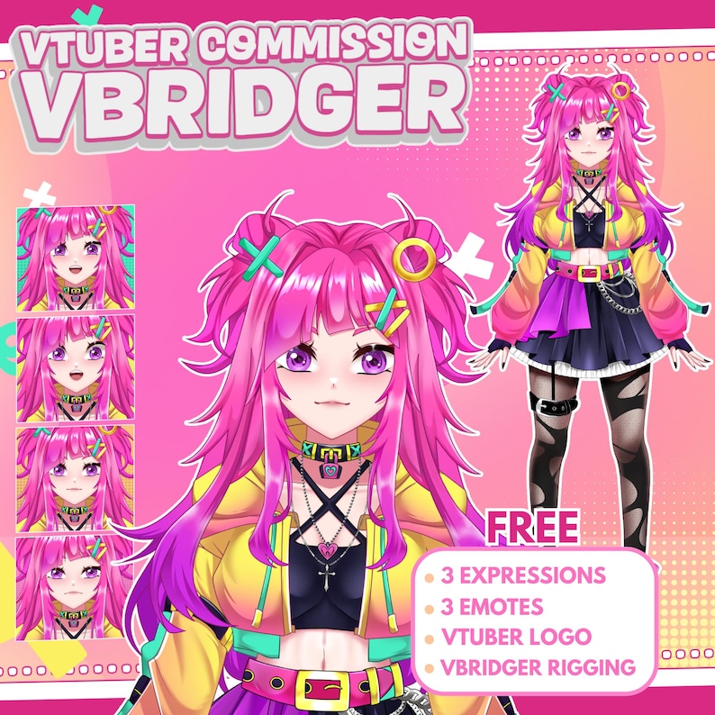 Custom 2D Vtuber Model Live2d Assets | Pngtuber Male & Female | Anime ...